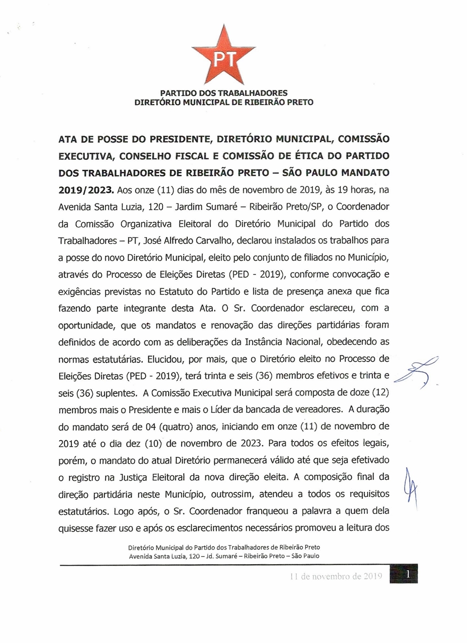 Biblioteca - Ata de Posse Novo Diretório | Mandato 2019 - 2023 ...
